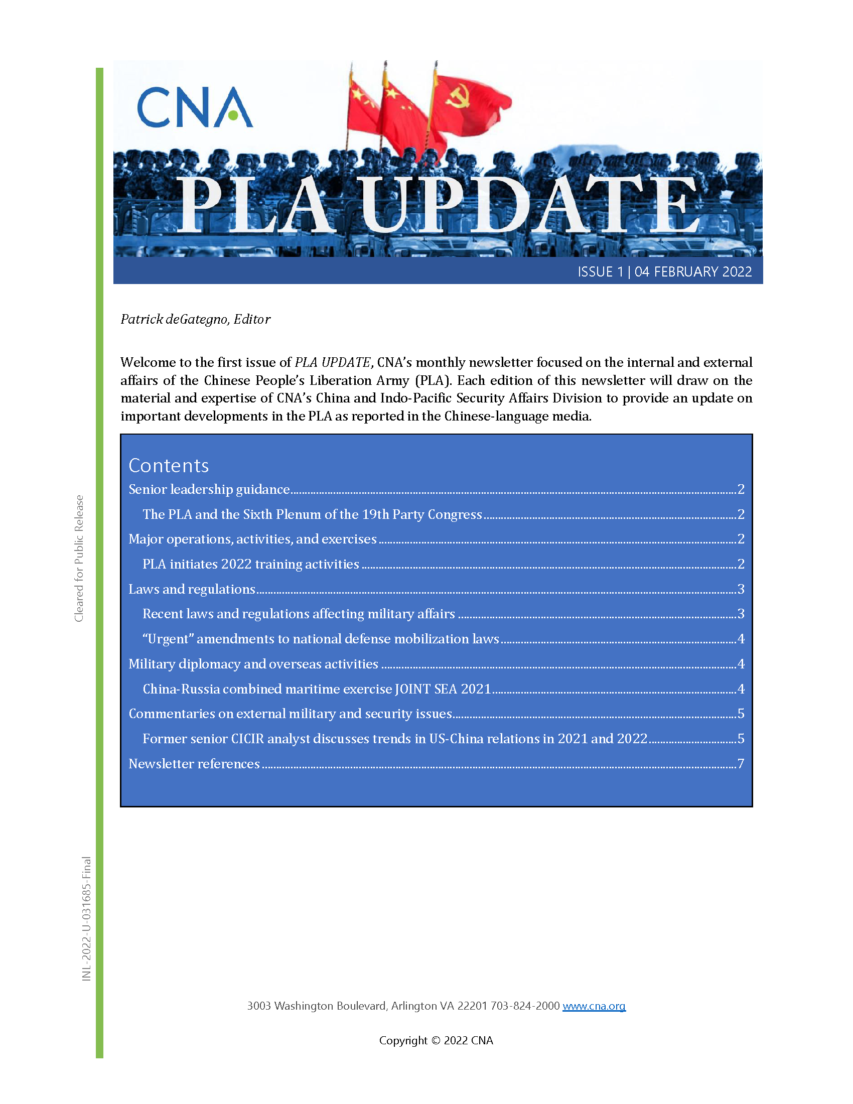 Issue 1, February 4, 2022 | CNA