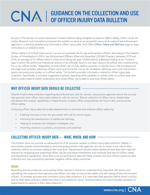 Guidance on the Collection and Use of Officer Injury Data Bulletin | CNA